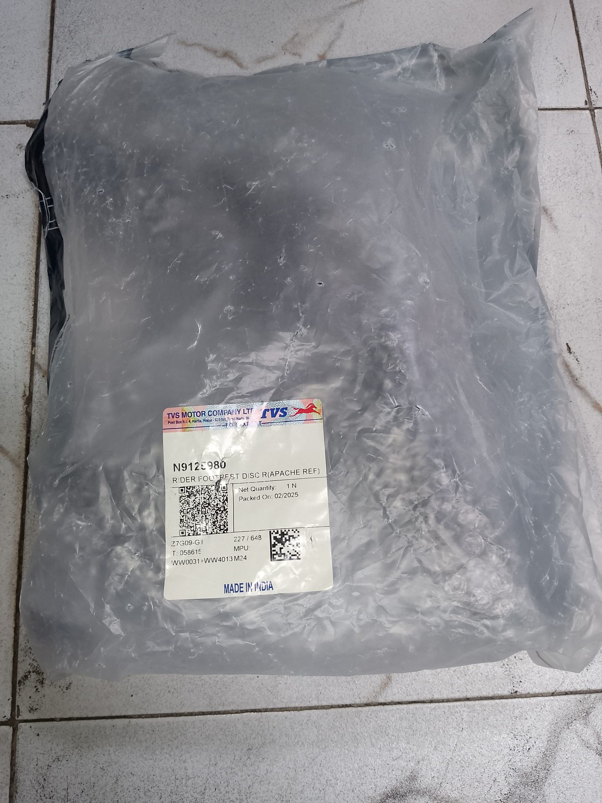 Rider Footrest Right Side RTR Apache 180cc – N9125980 – Motorcycle ...